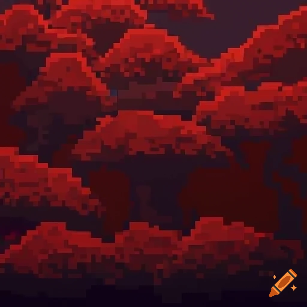 Detailed red fantasy shrub in pixel art style on Craiyon