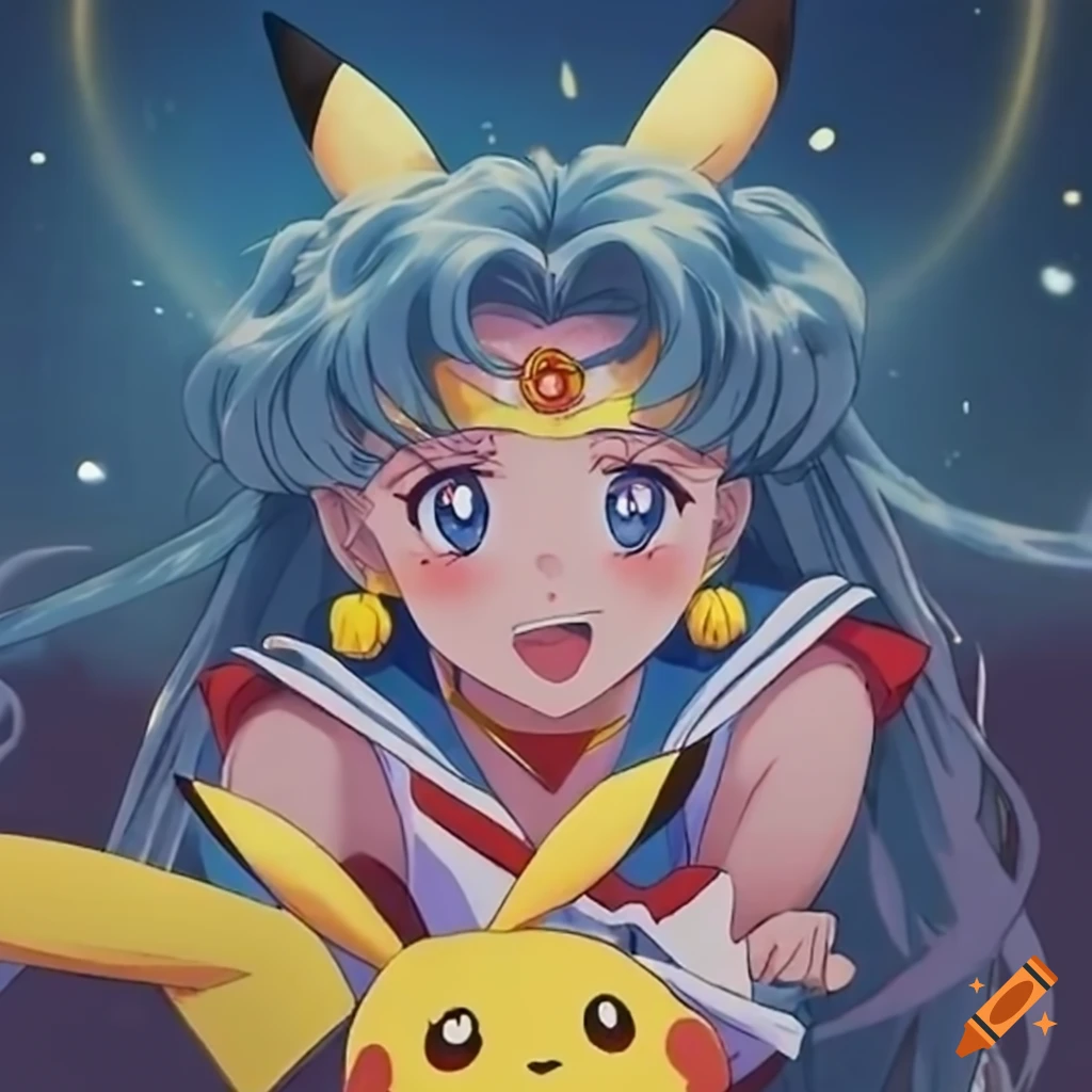 Sailor moon and pikachu together on Craiyon