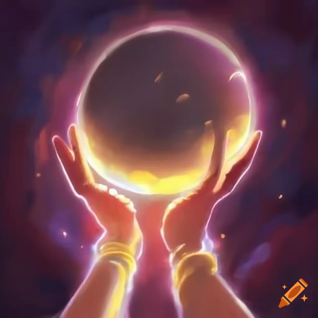 Hands of god holding a ball of light on Craiyon