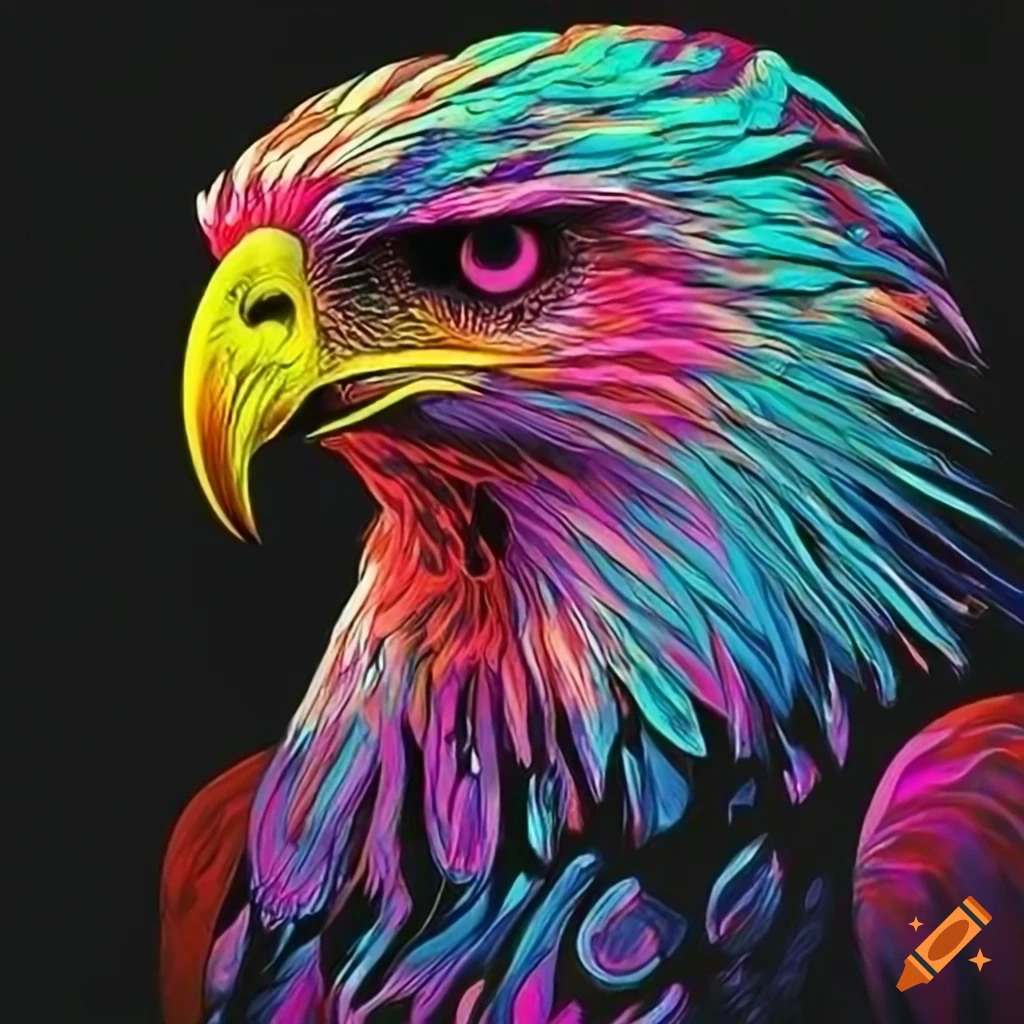 Psychedelic eagle artwork on Craiyon