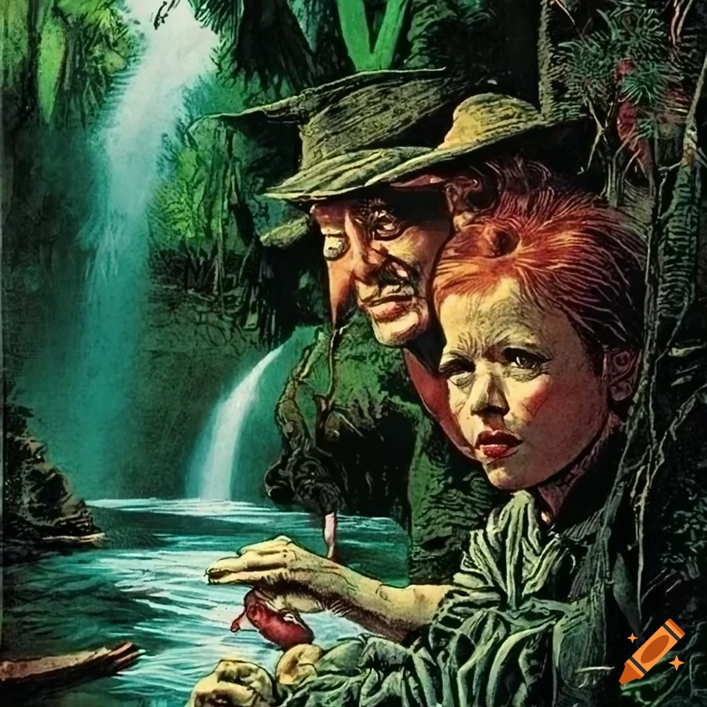 Artwork from noir graphic novel, lsd jungle by norman rockwell on Craiyon