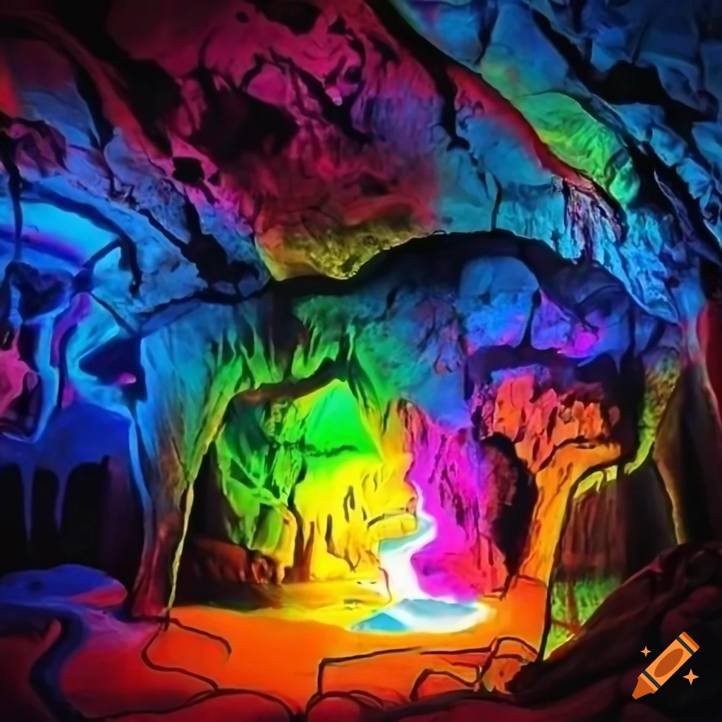 Neon cave paintings on Craiyon