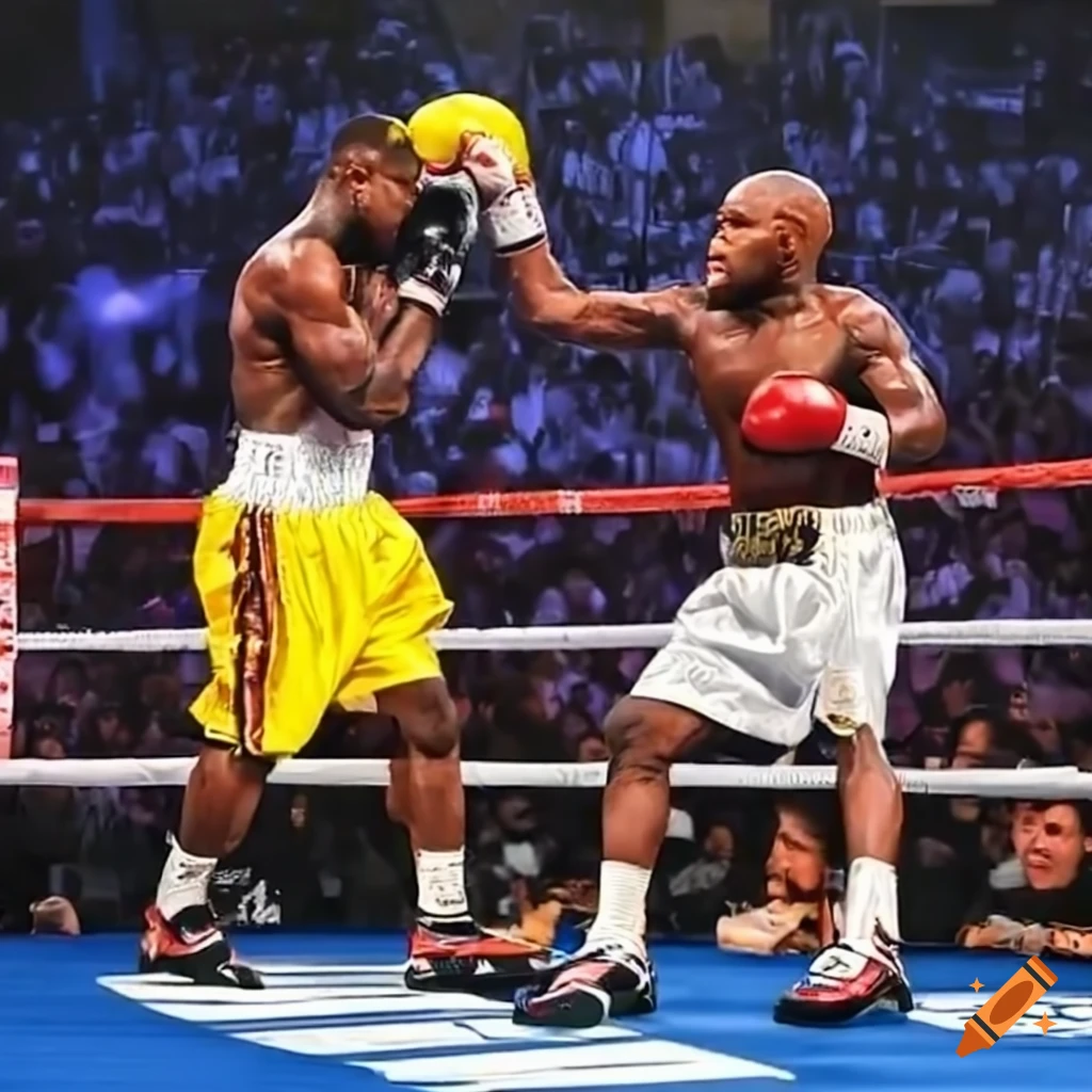 Boxing match between Floyd Mayweather and LeBron on Craiyon