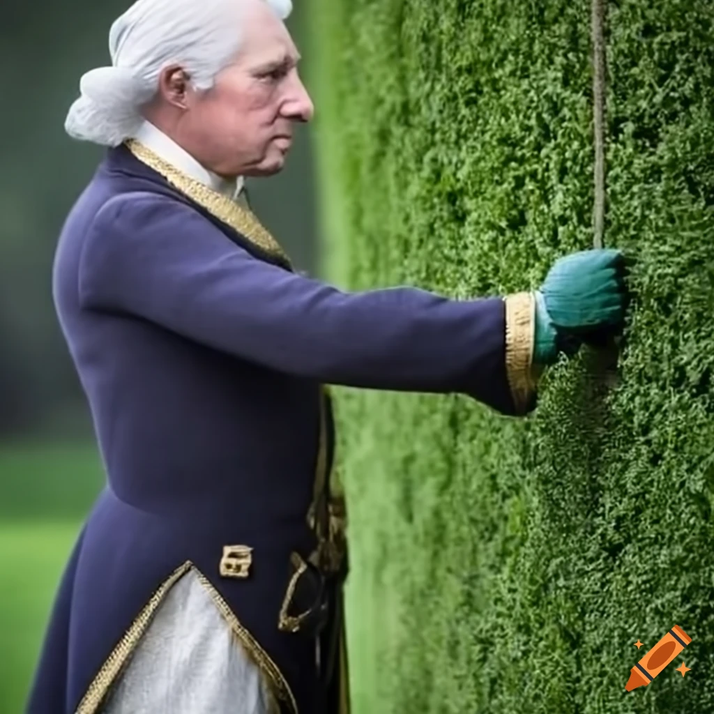 George washington trimming a hedge on Craiyon