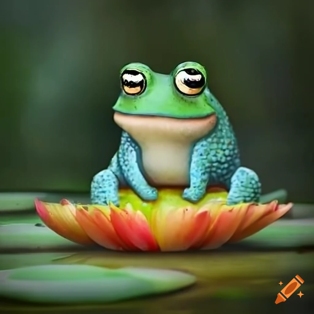 Sad toad on a lily pad on Craiyon