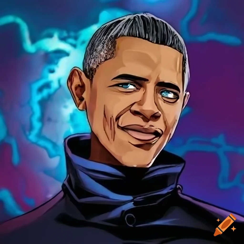 President obama posing with gojo from jujutsu kaisen on Craiyon