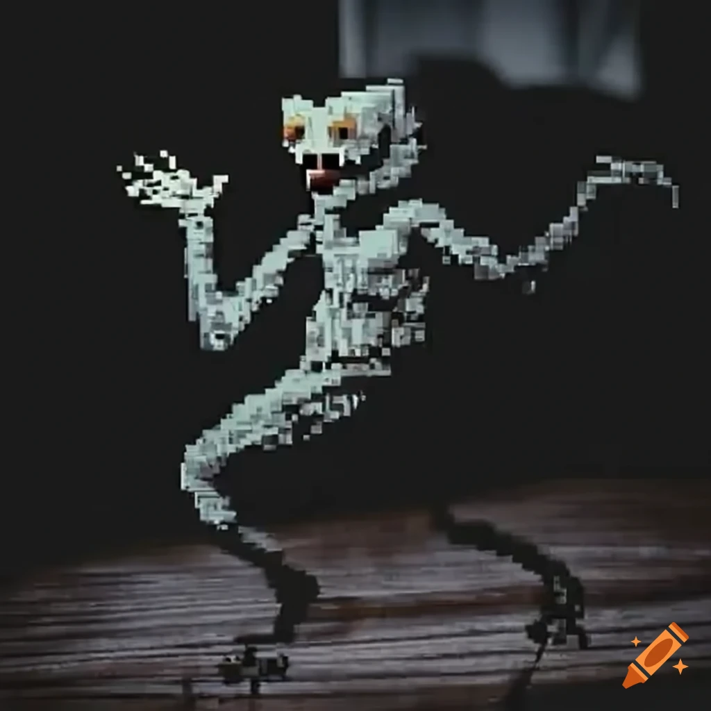Scary 8 bit creature dancing on Craiyon