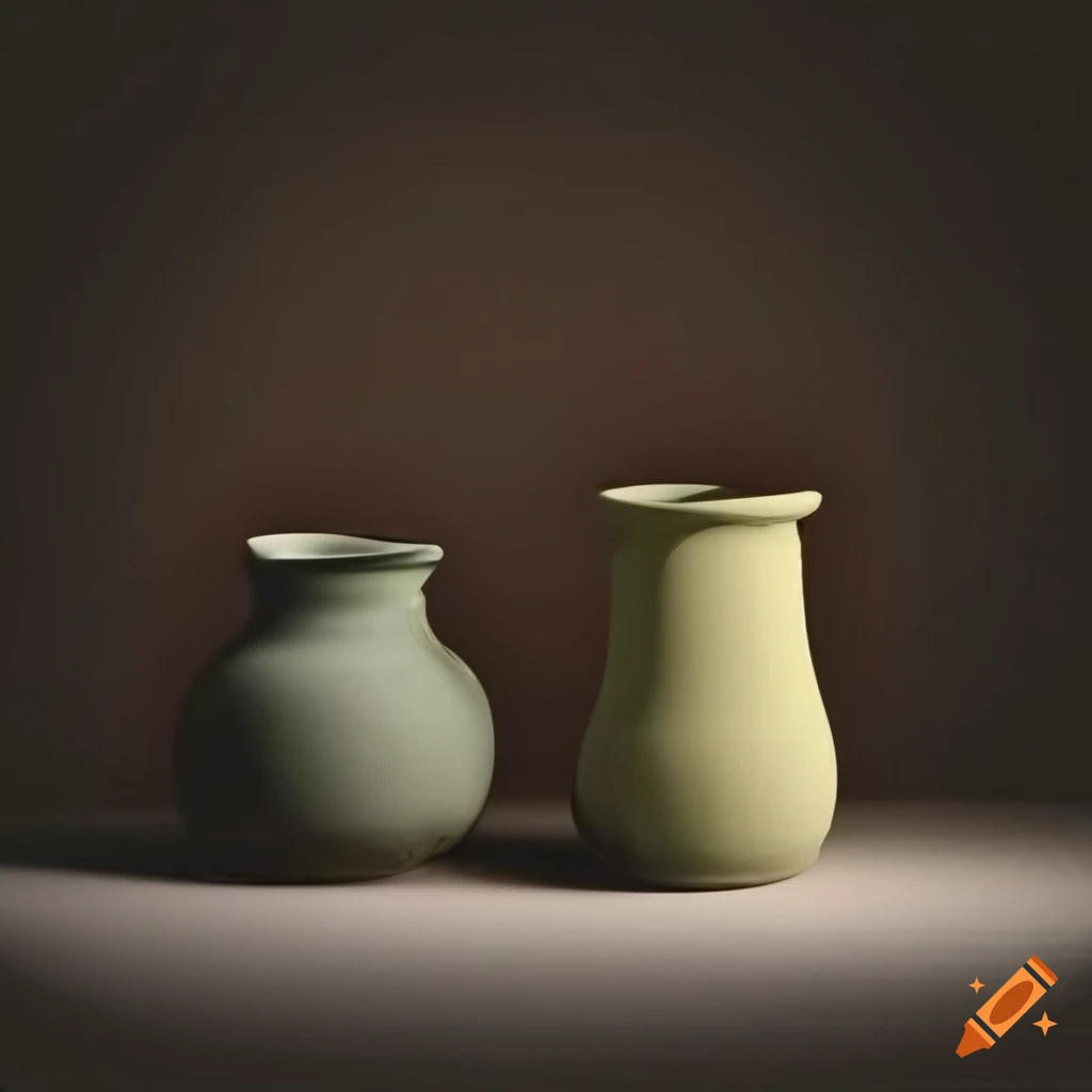 Three antique plain pots in different colors on Craiyon