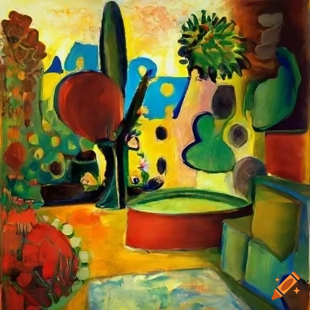 Garden inspired by pablo picasso's style on Craiyon