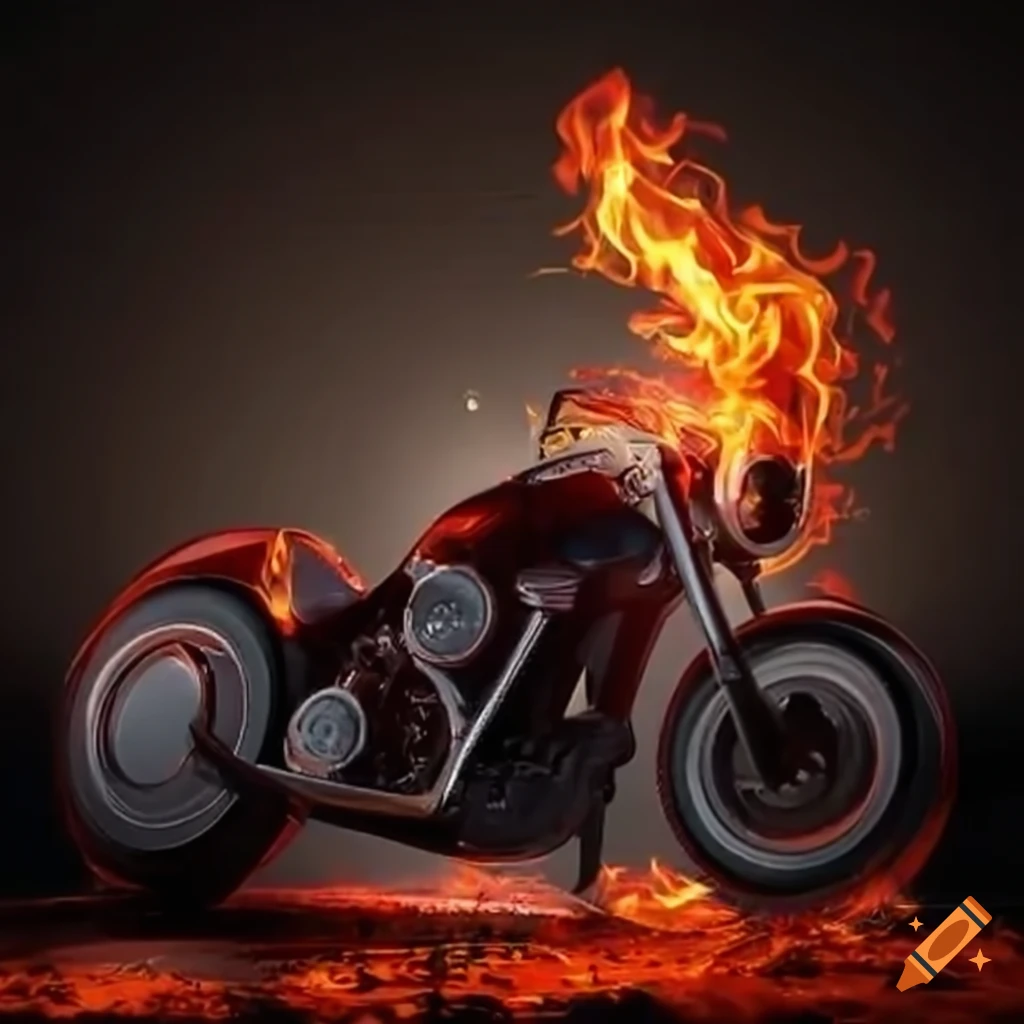 Fiery motorcycle on Craiyon