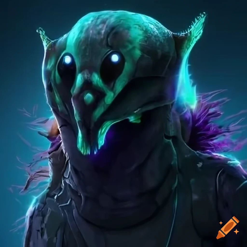 Intriguing galactic creature with multiple limbs and glowing uniform ...