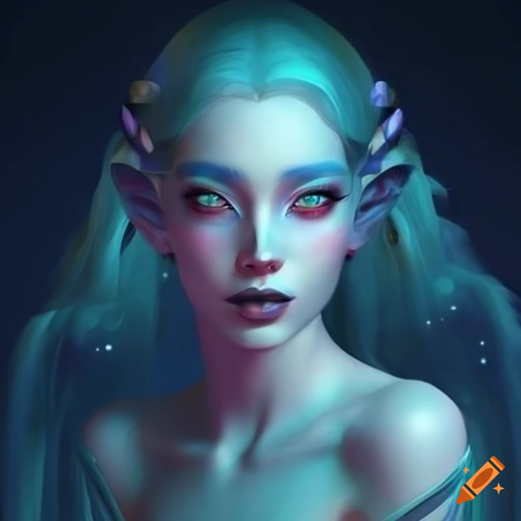 Ethereal beauty with moonlit-kissed features on Craiyon