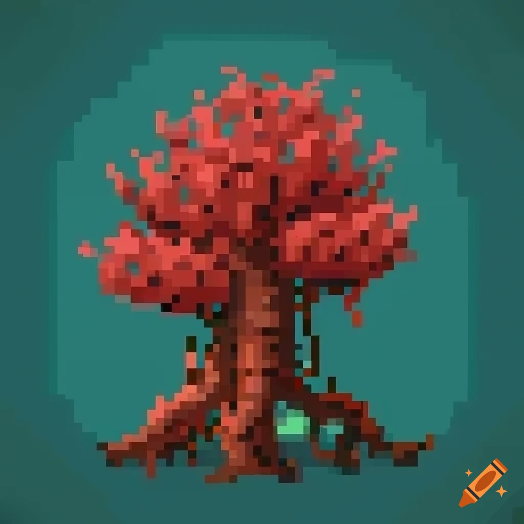 Detailed red fantasy shrub in pixel art style on Craiyon