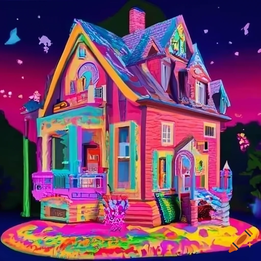 Colorful and vibrant lisa frank dream house on Craiyon