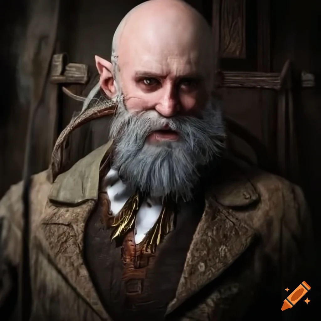 Steampunk gentleman elf with long beard in a pirate dungeon environment ...