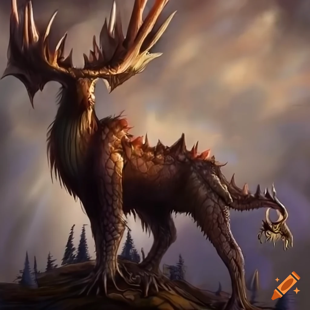 Moose with dragon wings and horns on Craiyon