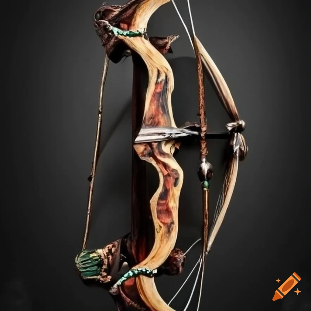 Hand-crafted ebony crossbow with hand-painted raven wings on Craiyon
