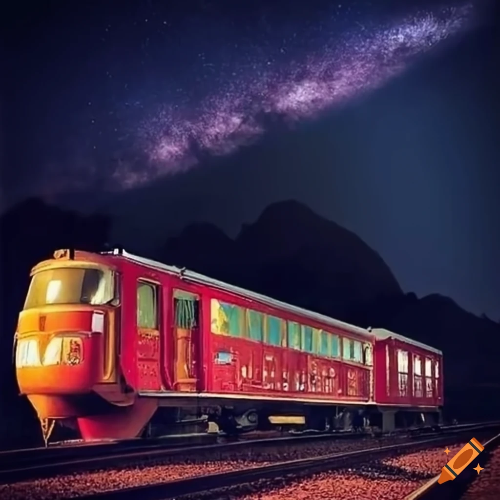 Magic fantasy train rain art on Craiyon