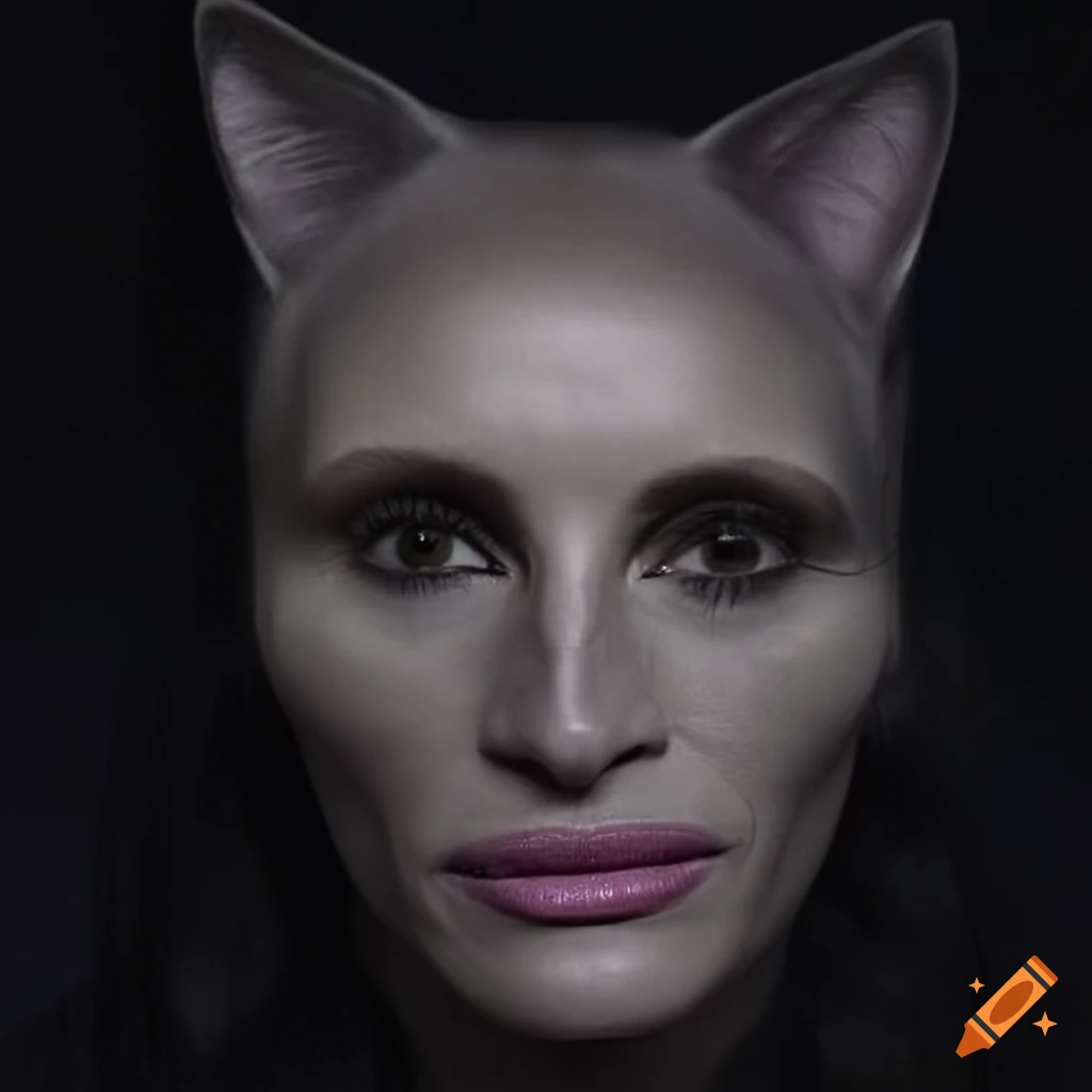 Mask with a feline twist in dark grey transparent latex on Craiyon