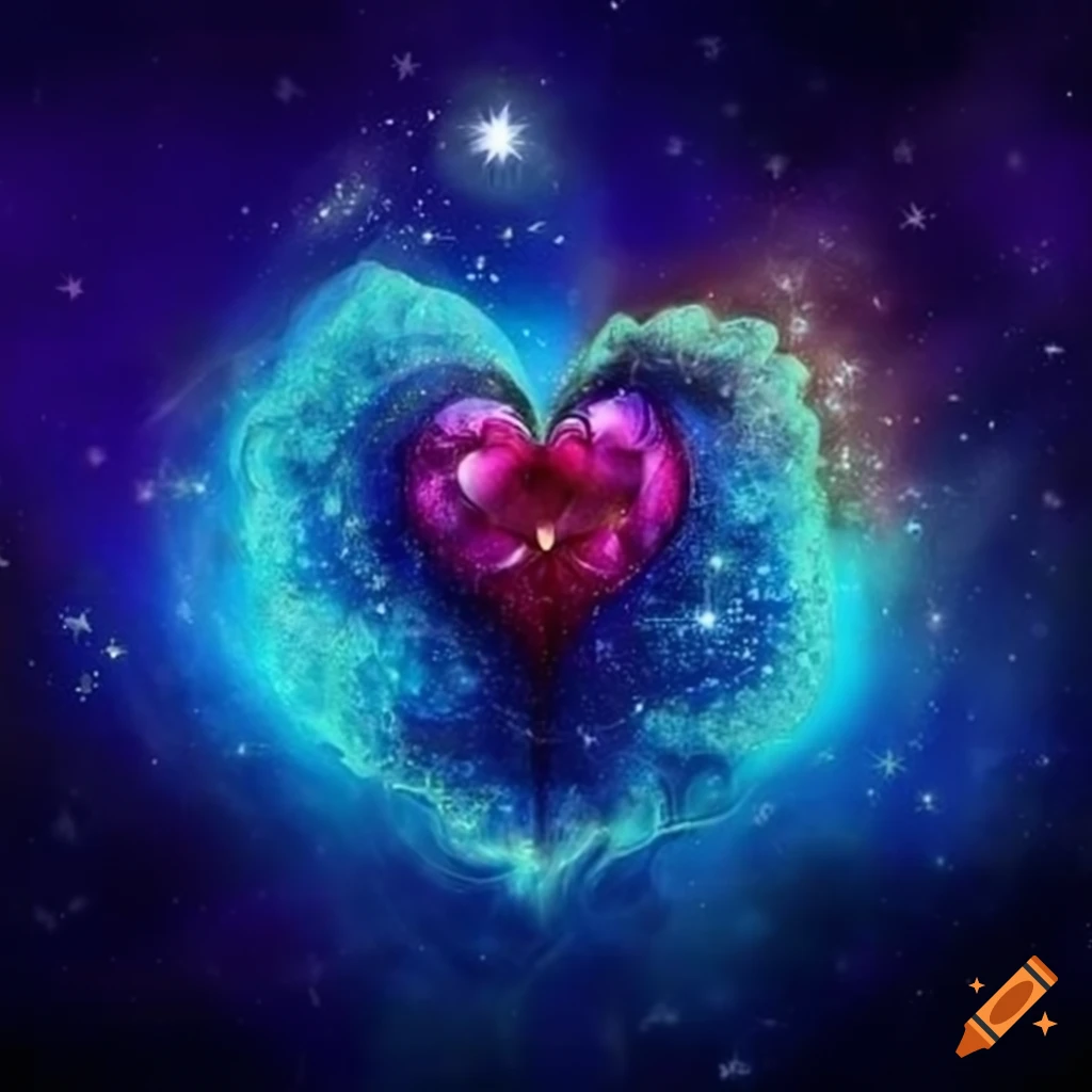 Fantasy illustration with leo zodiac sign and floating love hearts on ...