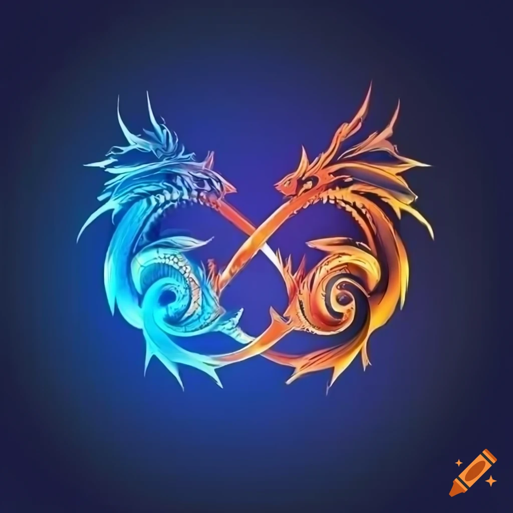 Modern logo with blue gradient and ornamental dragon on an infinity ...