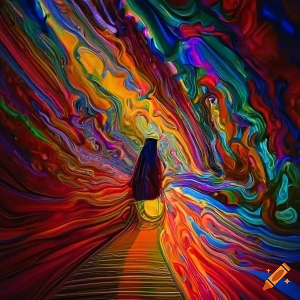 Introspective person surrounded by vivid hues on Craiyon