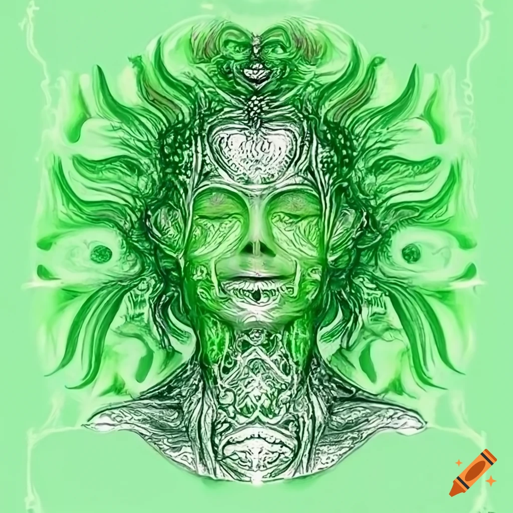 Chaos god of green consciousness divine on Craiyon