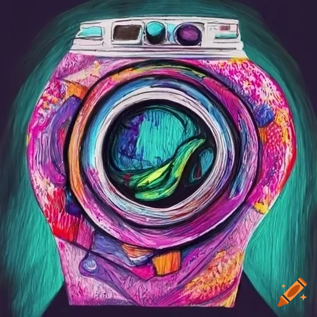 Artistic pencil drawing of a washing machine on Craiyon
