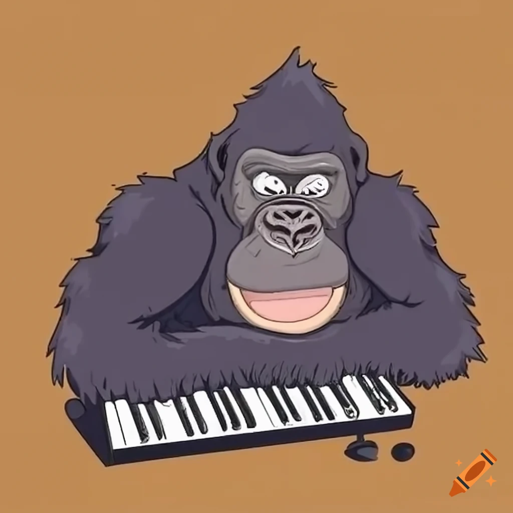 Gorilla playing a keyboard on Craiyon