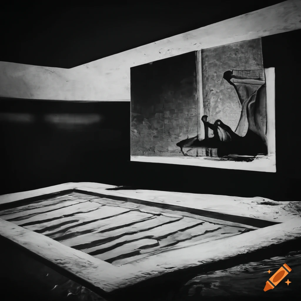 Cubism surrealism swimming pool in monochrome on Craiyon