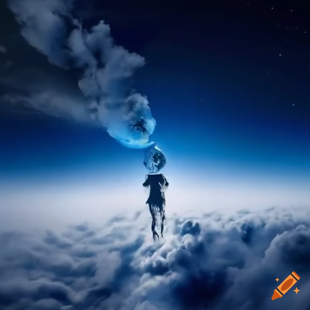 Group of souls descending from the sky to earth on Craiyon