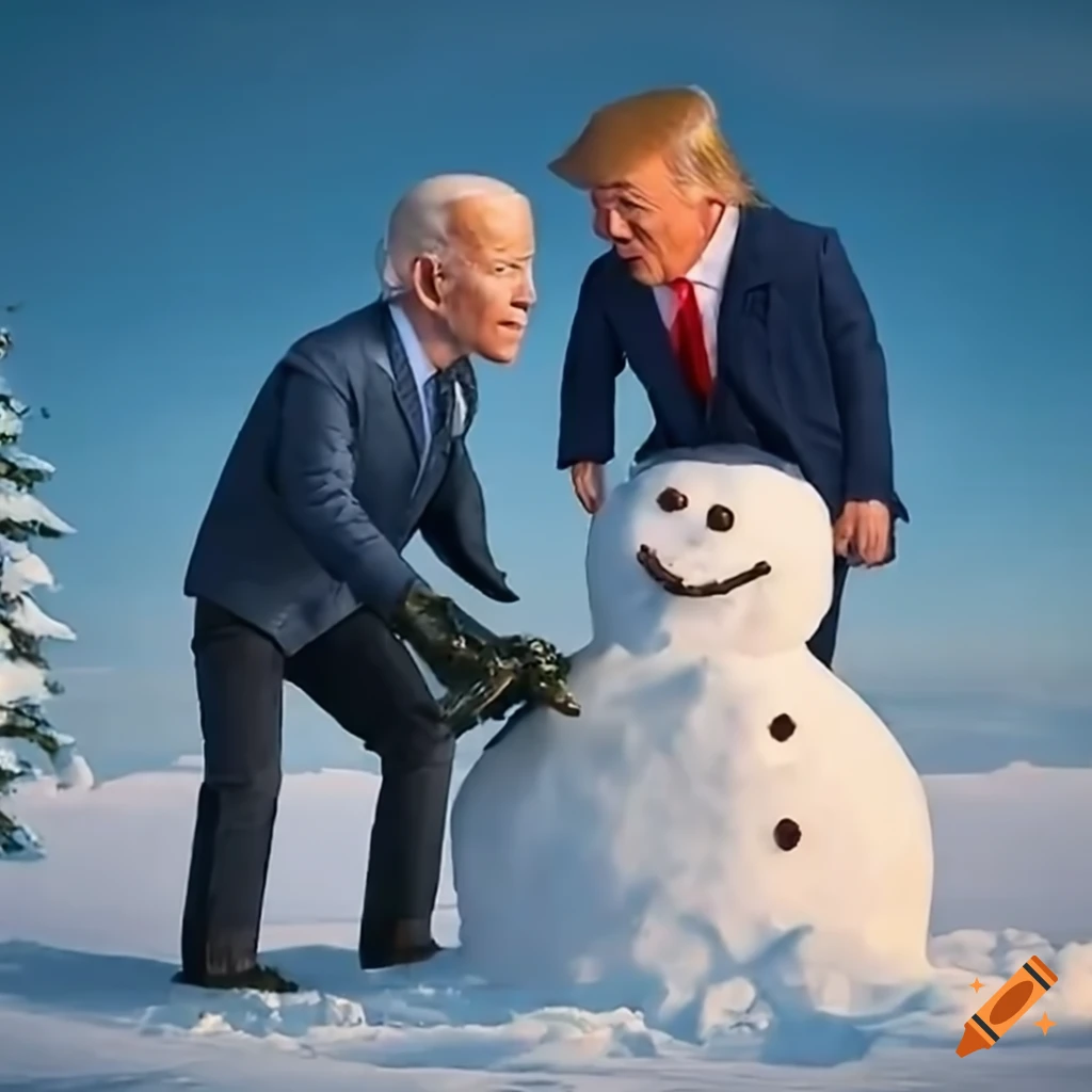 Joe biden and donald trump building a snowman on Craiyon