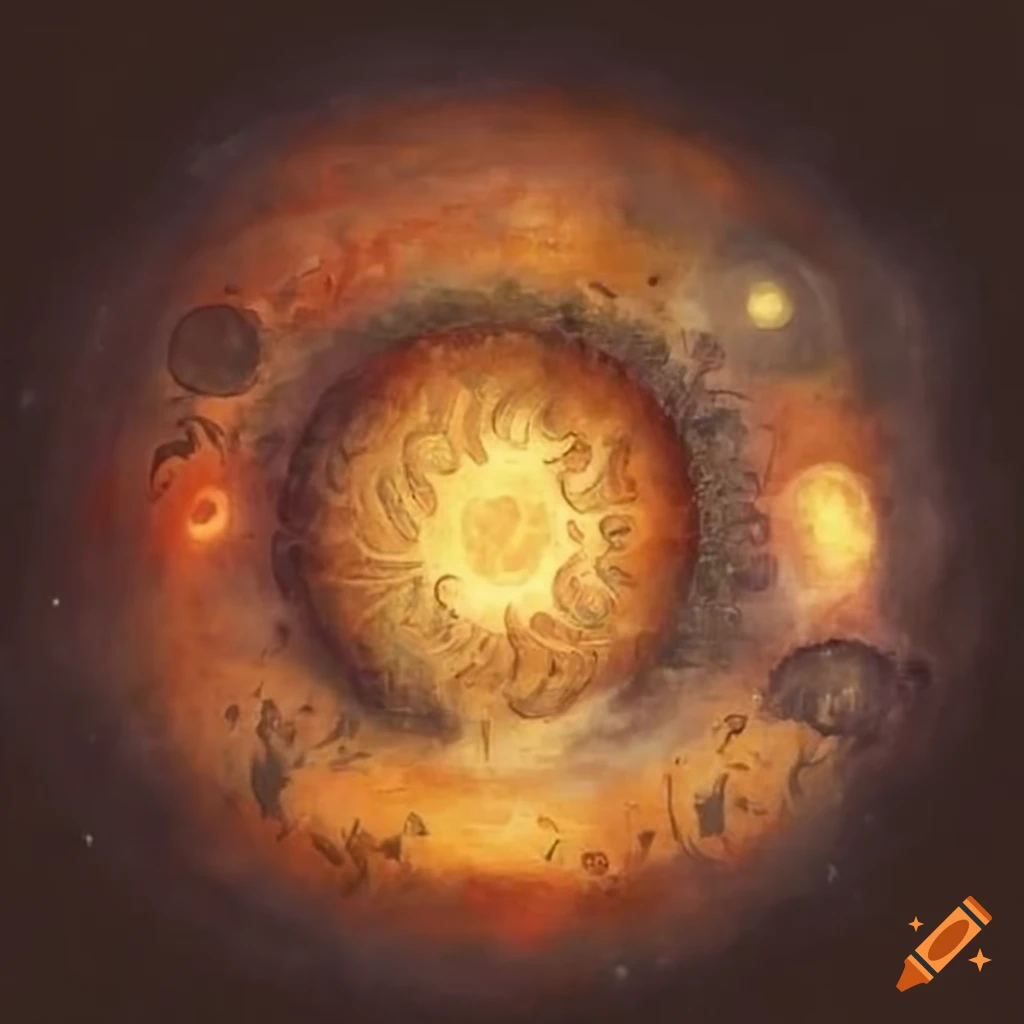 Sun and moon dancing in the sky during the golden age of medieval ...