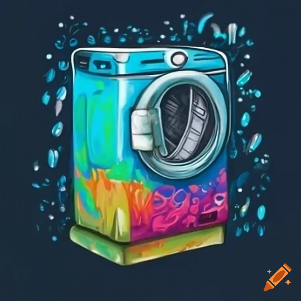Artistic pencil drawing of a washing machine on Craiyon
