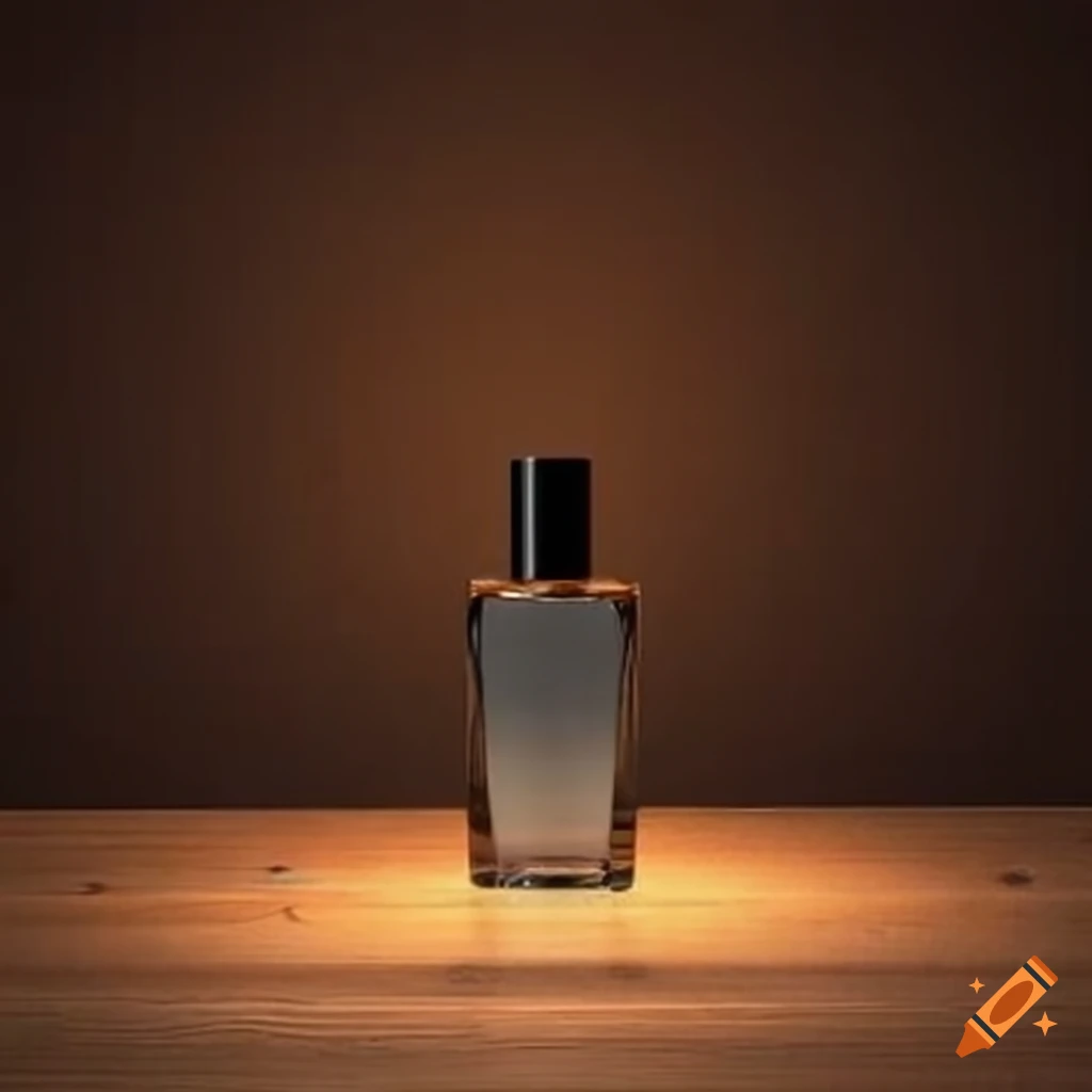 Louis Vuitton Ombre Nomade fragrance on wooden table on Craiyon