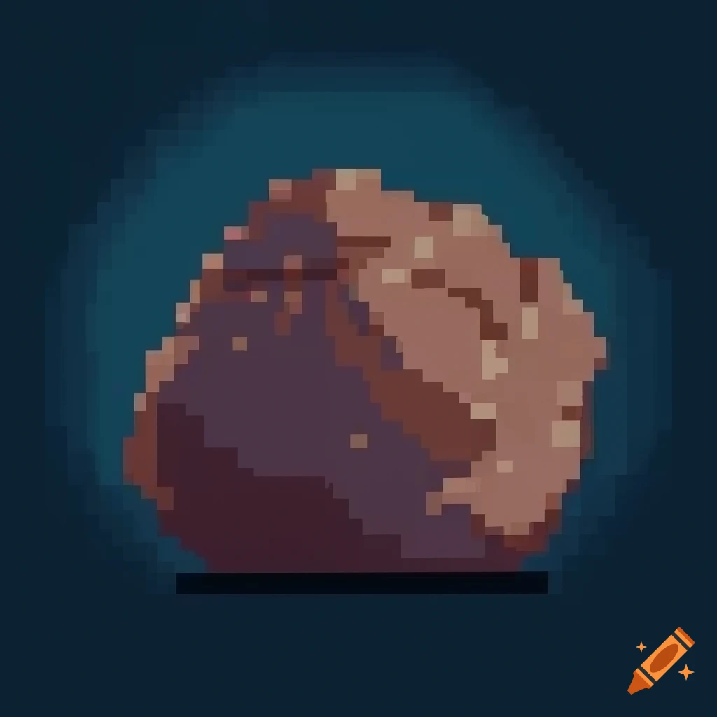 Detailed side view pixel art of a boulder on Craiyon