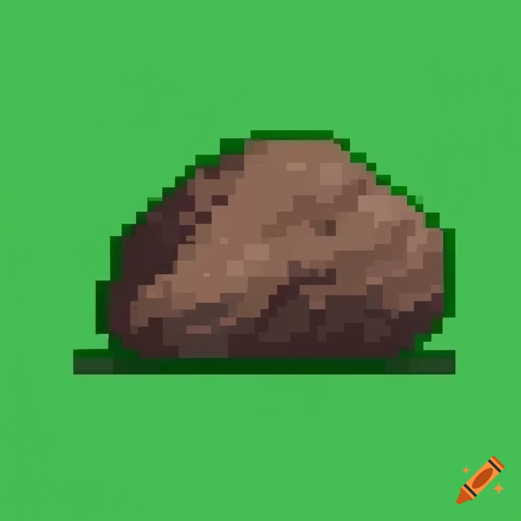 Detailed side view of moss-covered boulder in pixel art on Craiyon