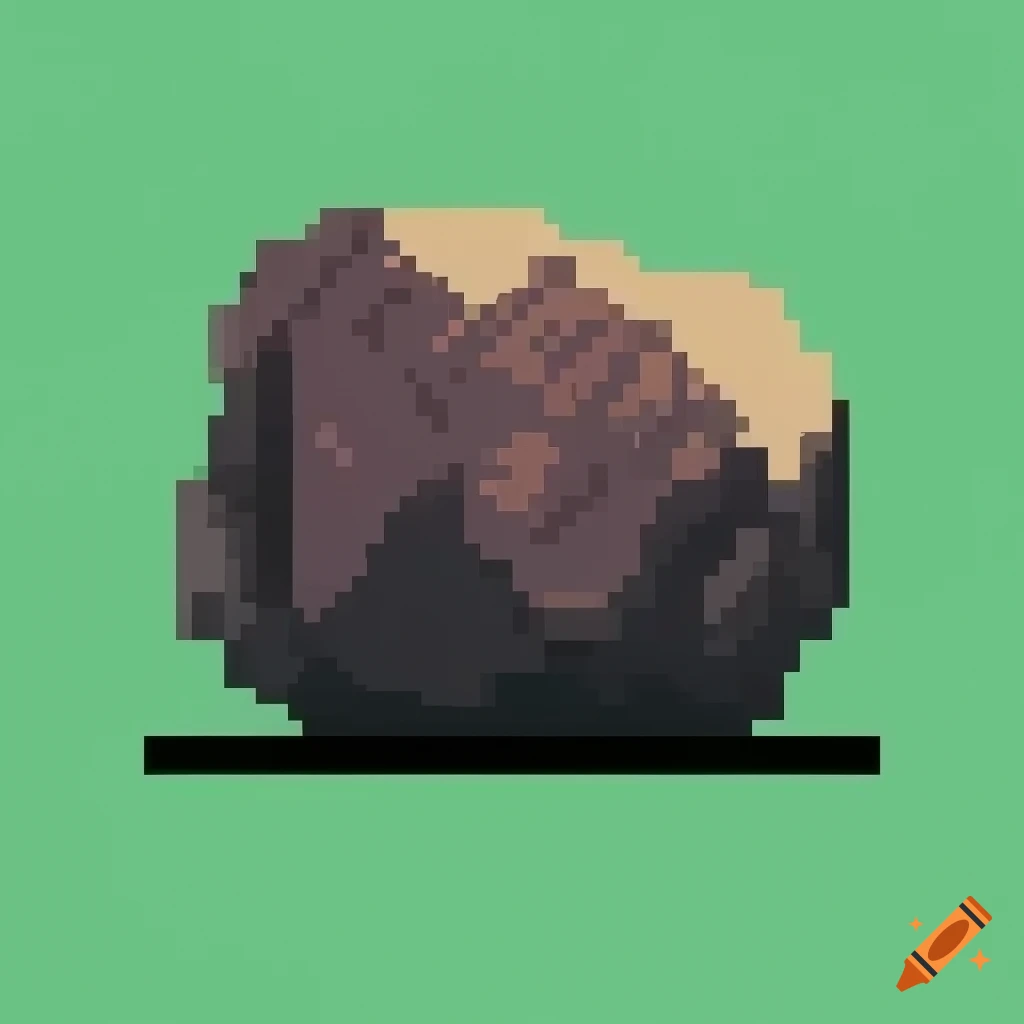 Detailed side view pixel art of a boulder on Craiyon