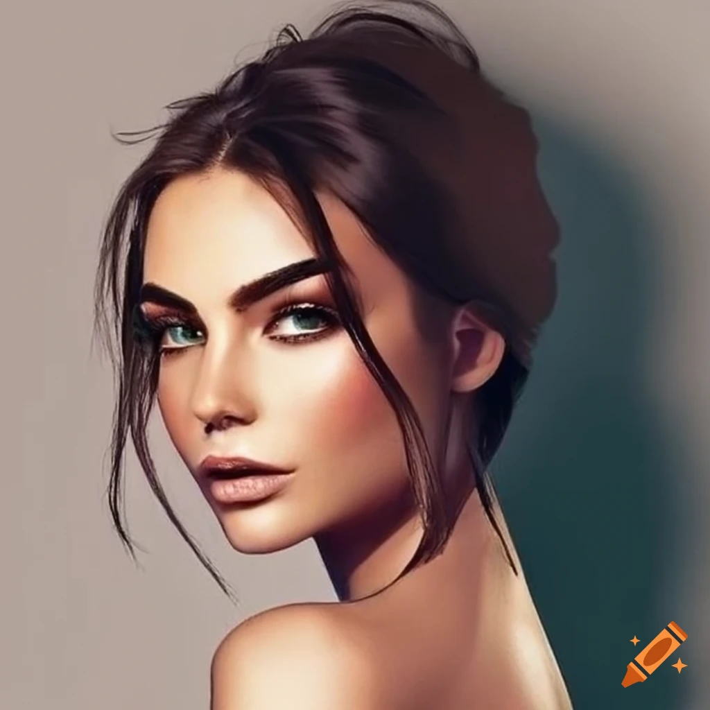 Stunning brunette with olive skin on Craiyon