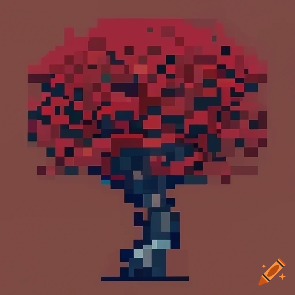 Detailed pixel art of a red bush on Craiyon