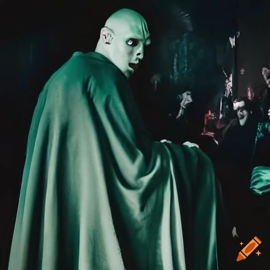 Voldemort as a dj with harry potter characters in an underground club ...