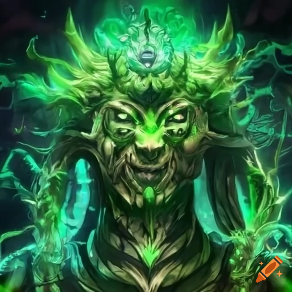 Chaos god of green consciousness warrior on Craiyon