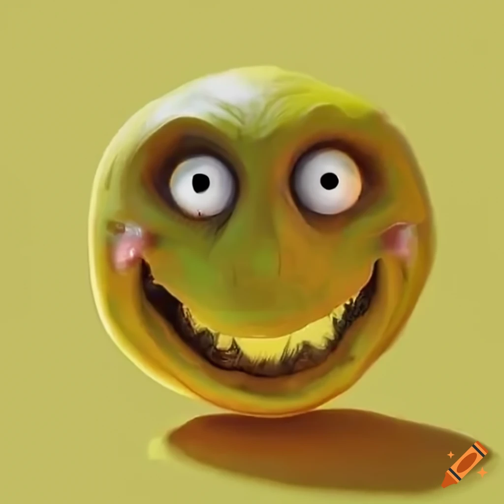 Creepy 3d smiley face head with feet facing forward on Craiyon