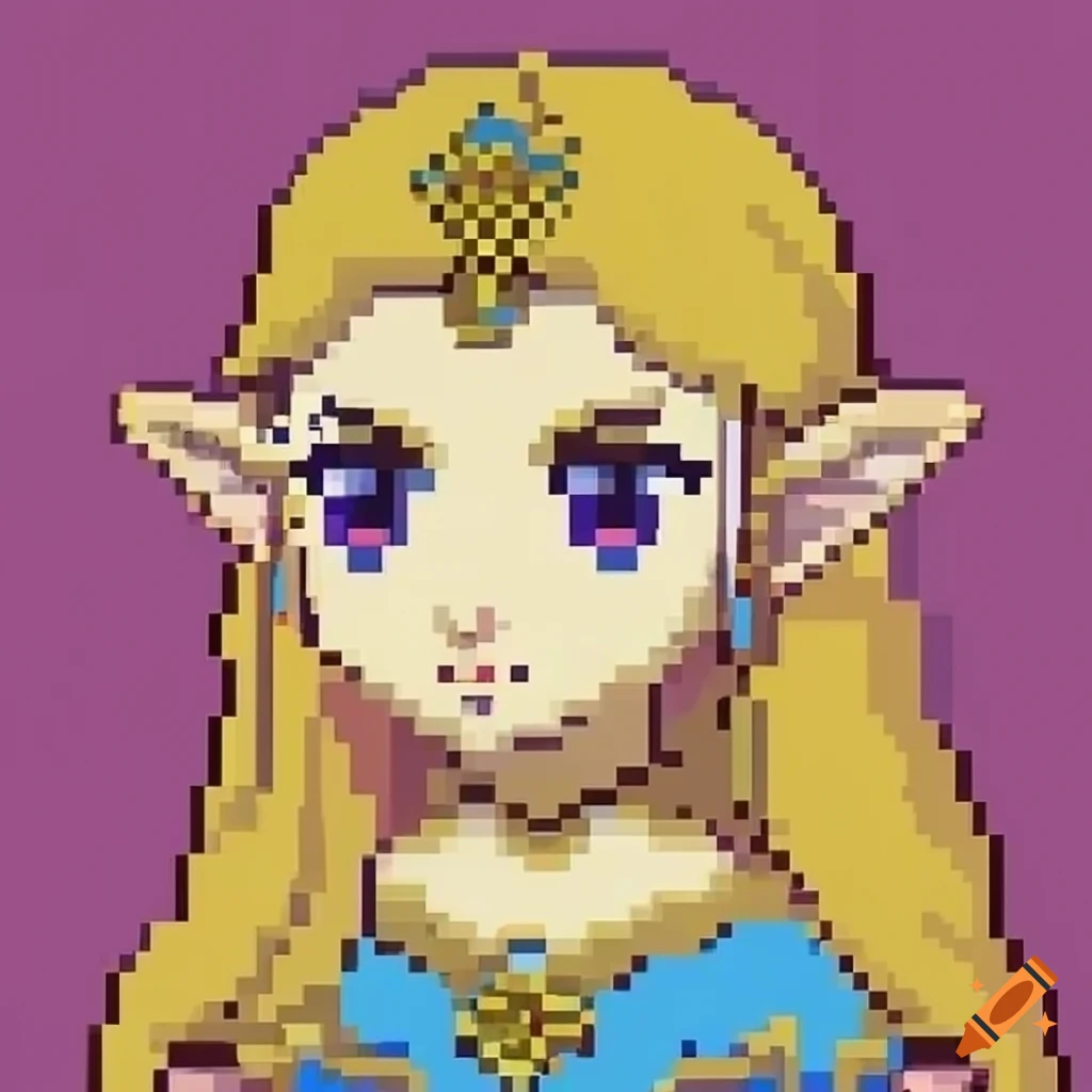 Princess zelda in pixel art with pokemon style on Craiyon
