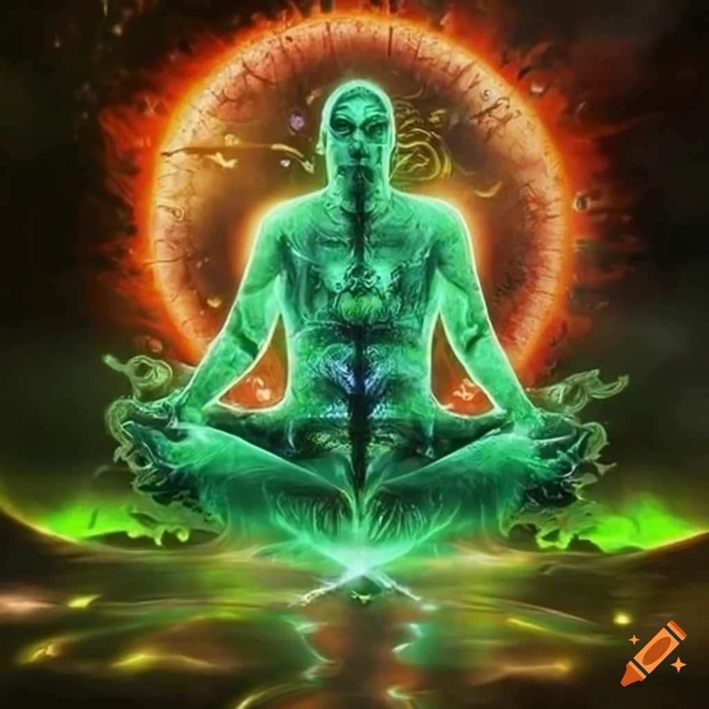 Chaos god of green consciousness divine on Craiyon