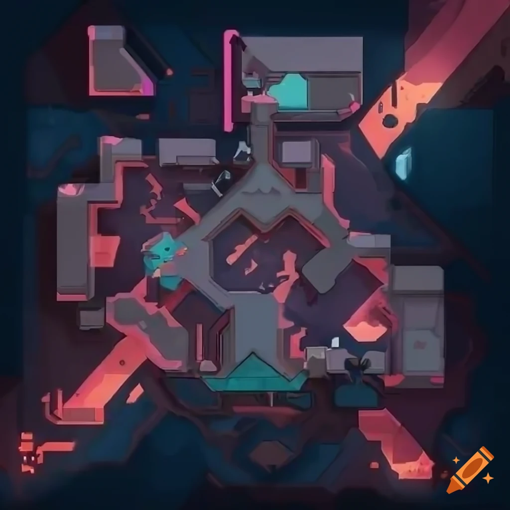 Topdown view of a valorant map on Craiyon