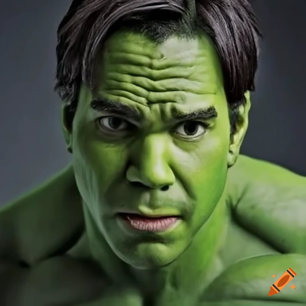 Justin long portrayed as the hulk on Craiyon