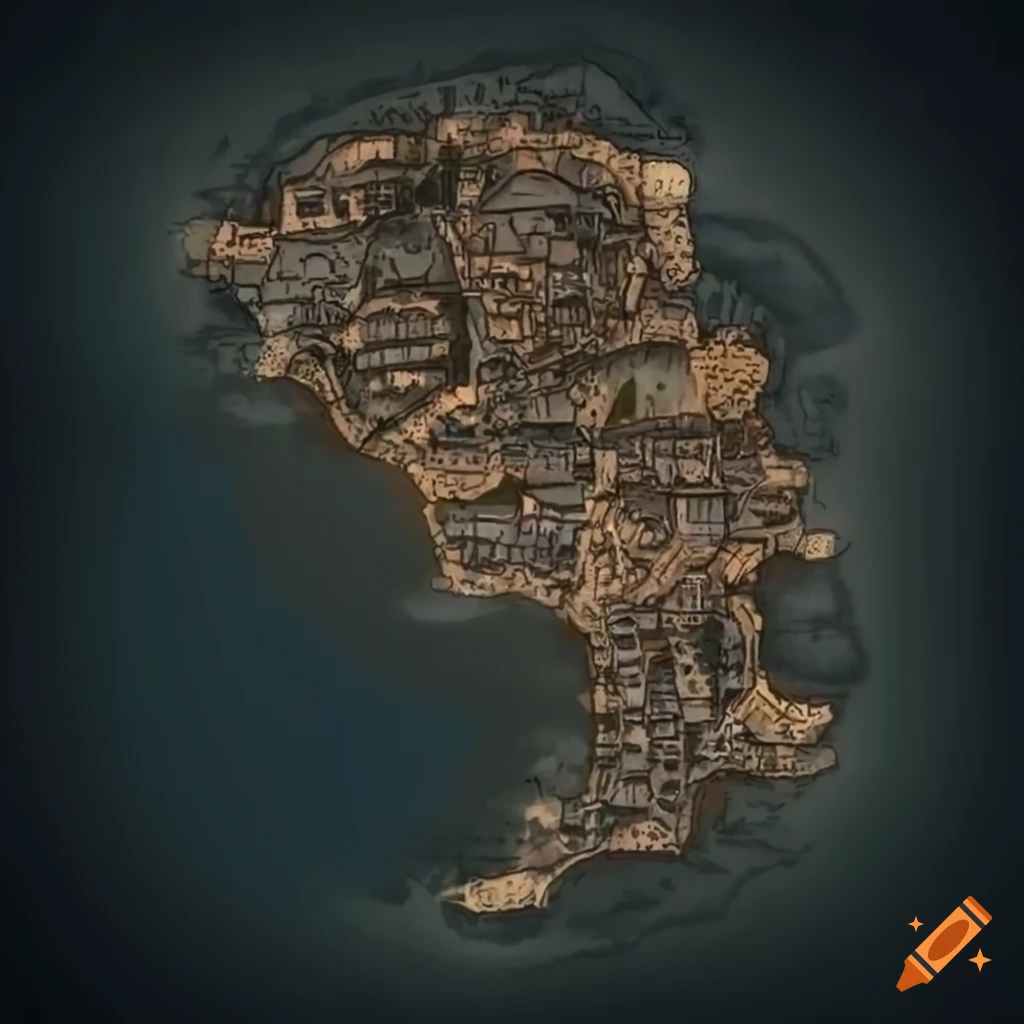 Detailed map of a village with a river on Craiyon