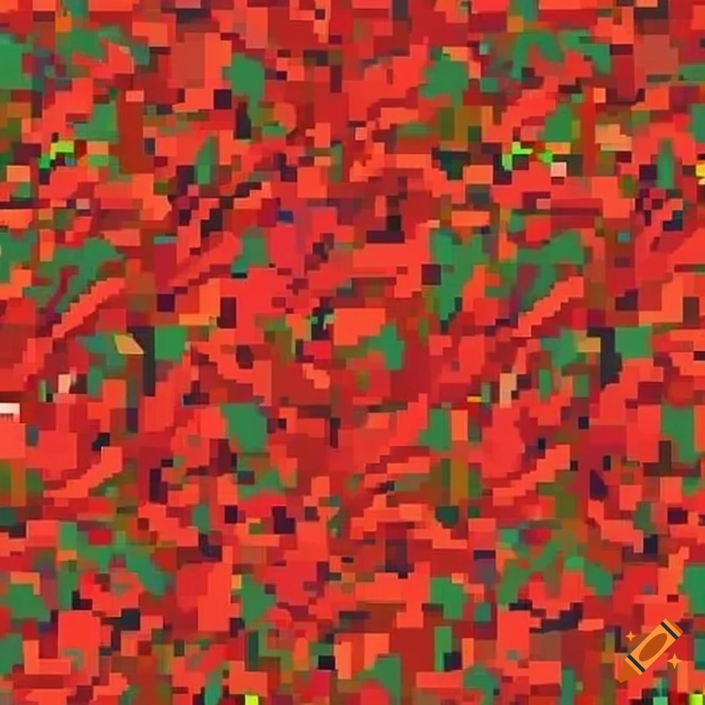 Detailed pixel art of a red leaf bush on Craiyon