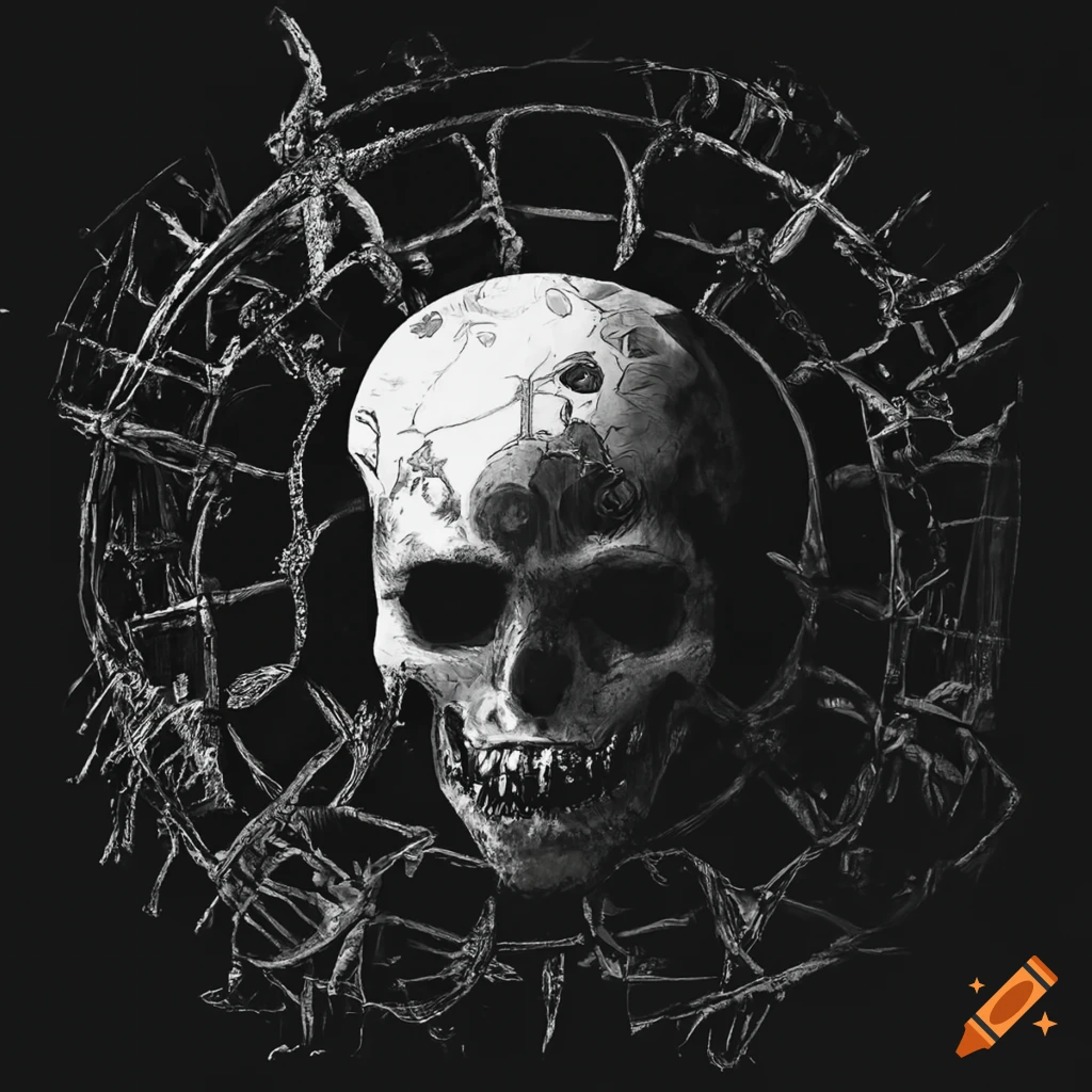 Black and white album cover for grindcore band Dridex on Craiyon